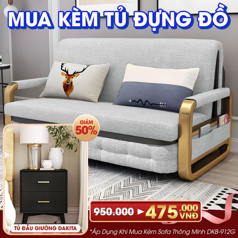[MÀU ĐẸP VẠT LÁ THÉP BỀN HƠN] Sofa Giường Thông Minh DAKITA DKB-912G - Rộng 1.08M - Nệm Tốt ...